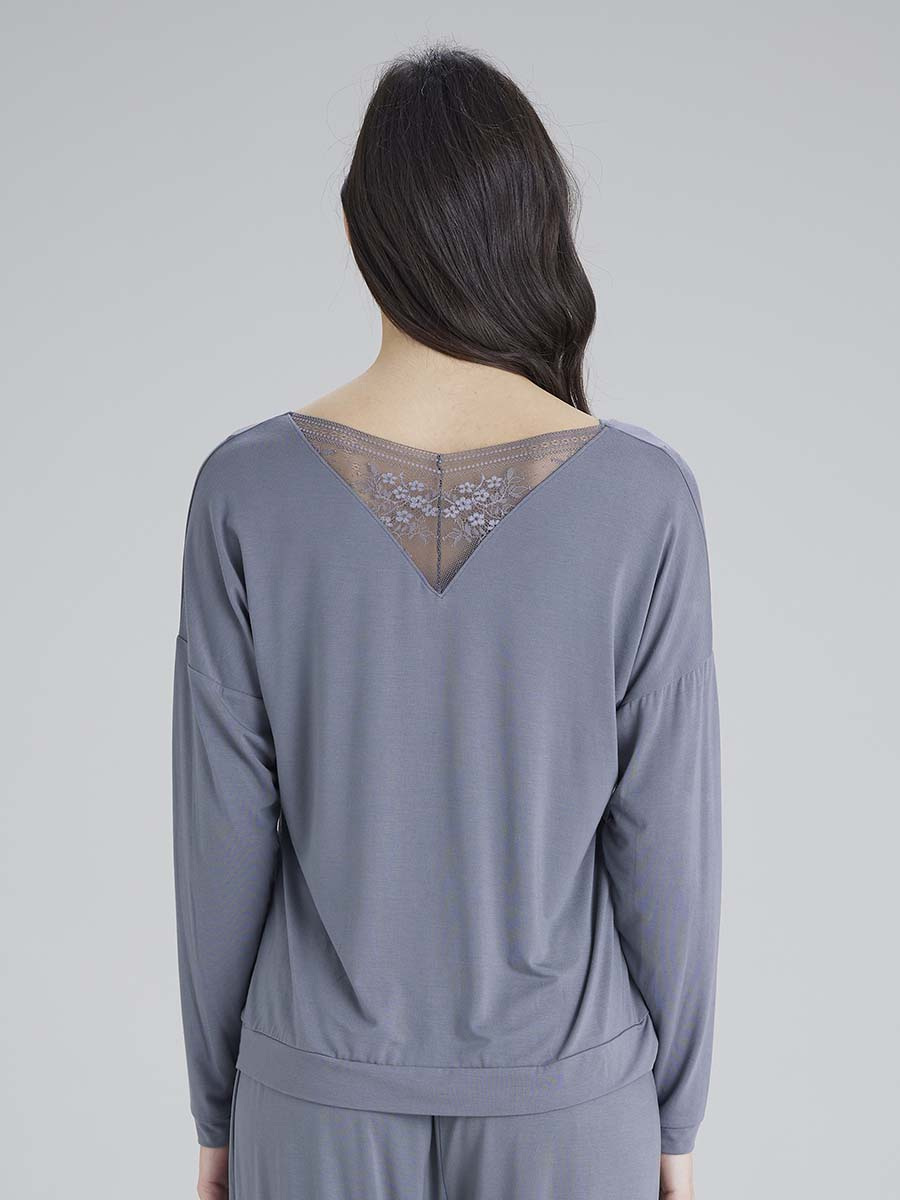 Botanical Lace Slouch Top in Nightshade | Pretty Polly